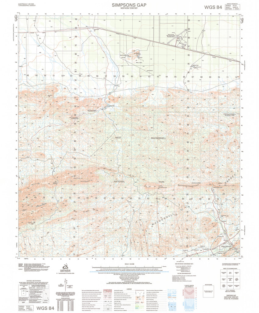5650-4 Simpsons Gap 1:50k Topographic Map | Mapworld