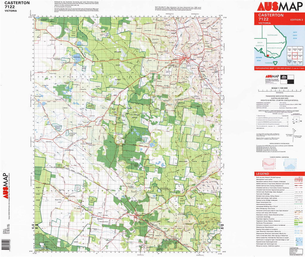 Buy 7122 Casterton 1:100k Topographic Map