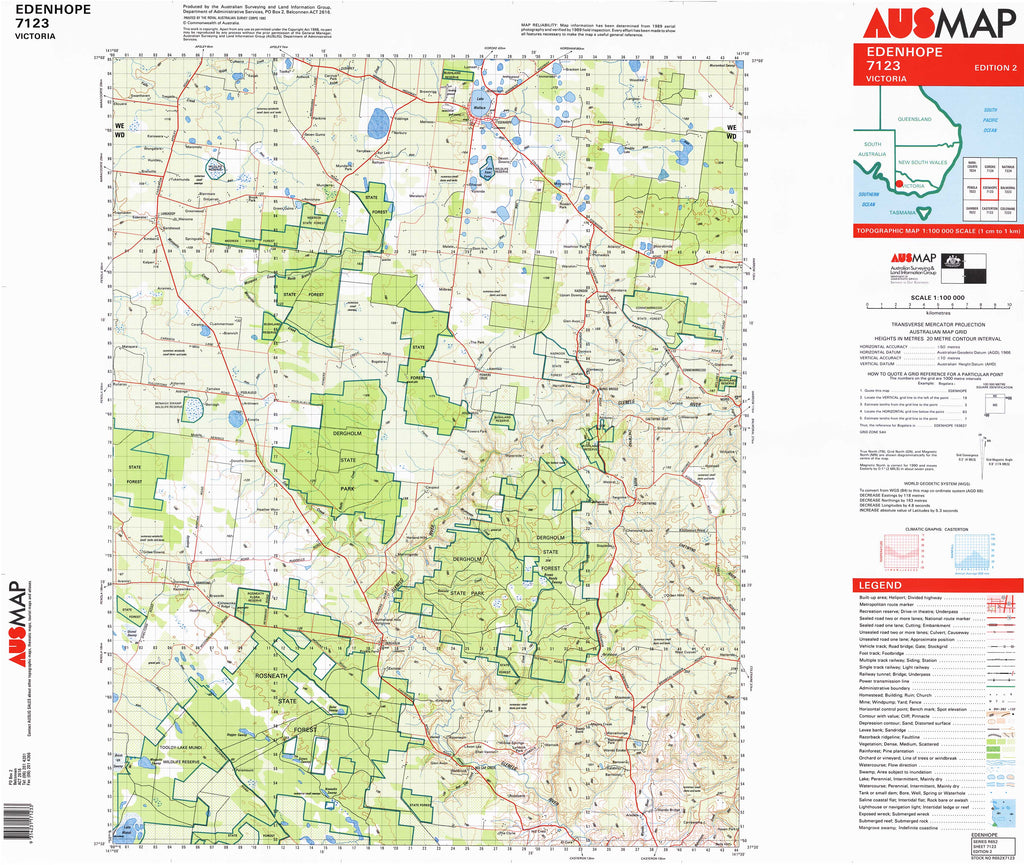 7123 Edenhope 1:100k Topographic Map | Mapworld