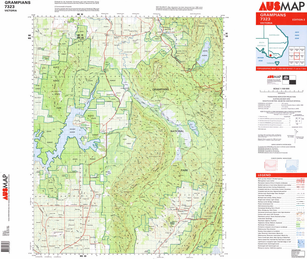 Buy 7323 Grampians 1:100k Topographic Map