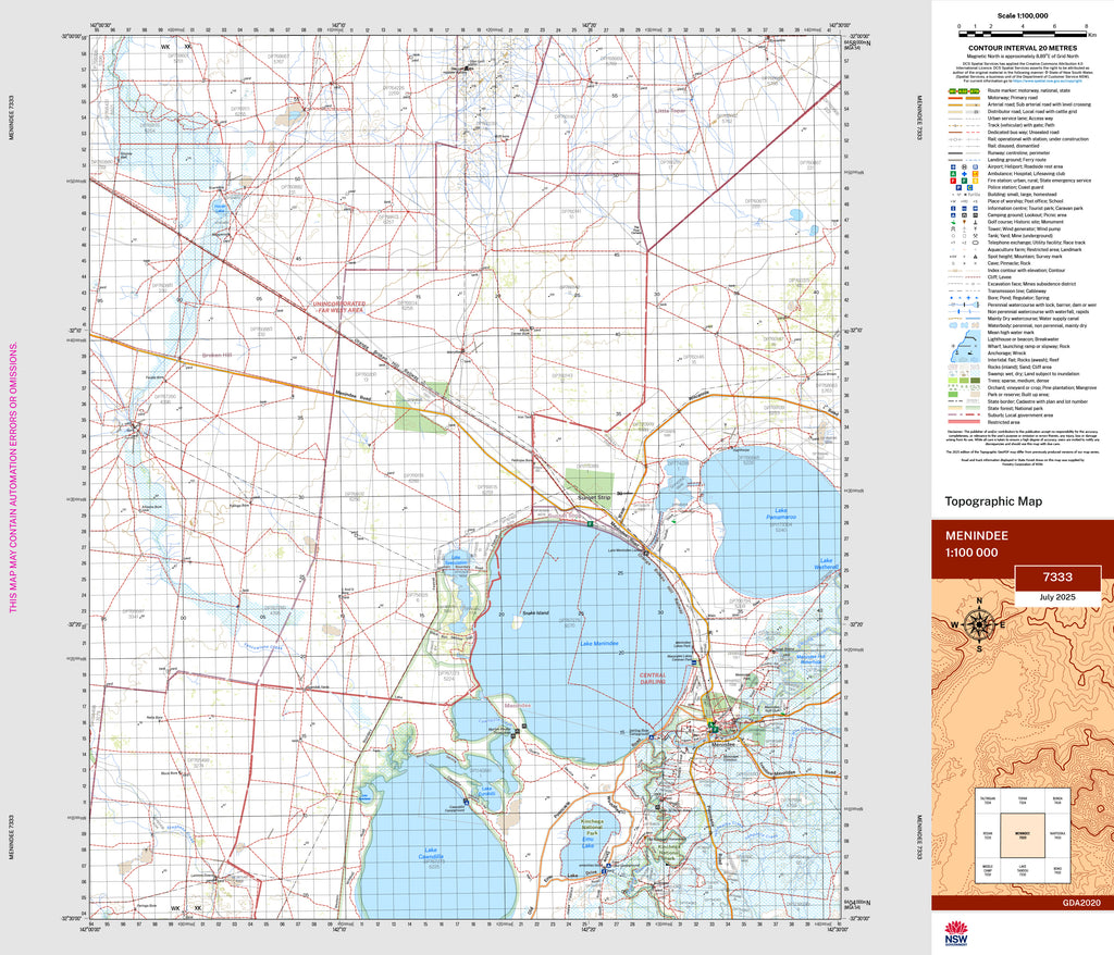 Menindee 7333 NSW 1:100k Topographic Map | Shop Mapworld