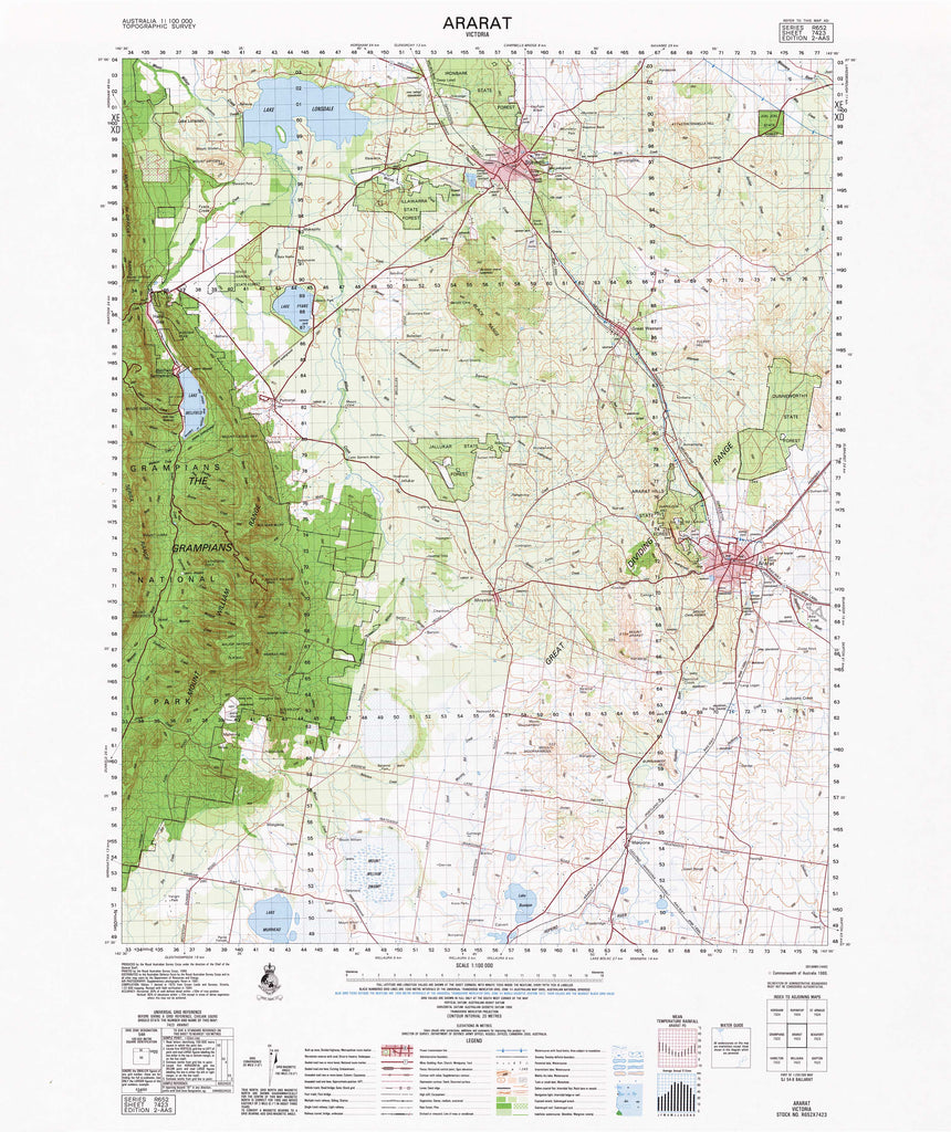 7423 Ararat 1:100k Topographic Map | Mapworld