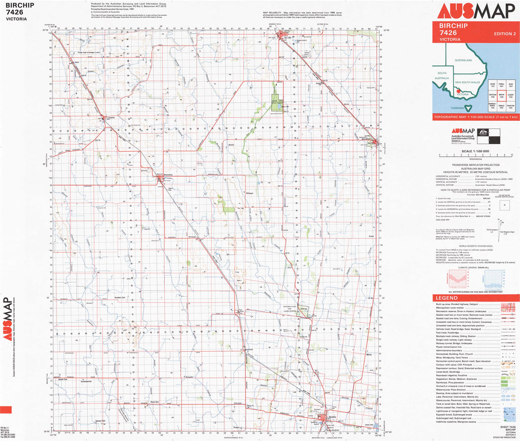 Buy 7426 Birchip 1:100k Topographic Map