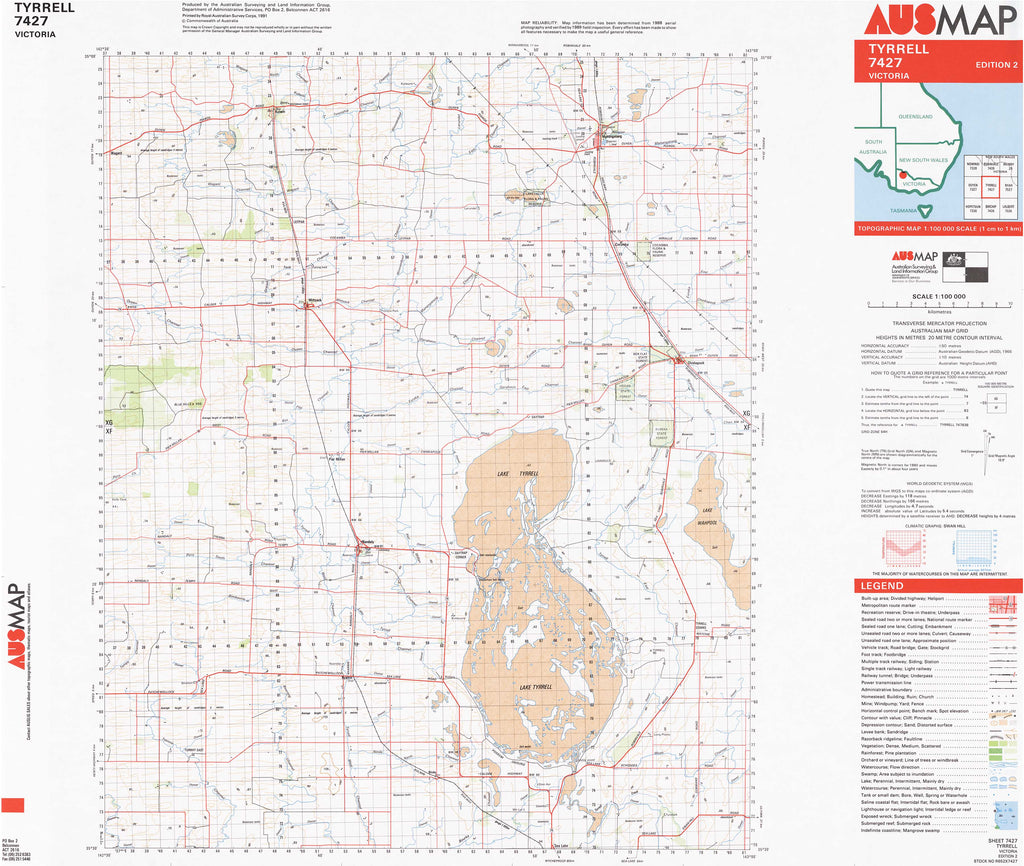 Buy 7427 Tyrrell 1:100k Topographic Map