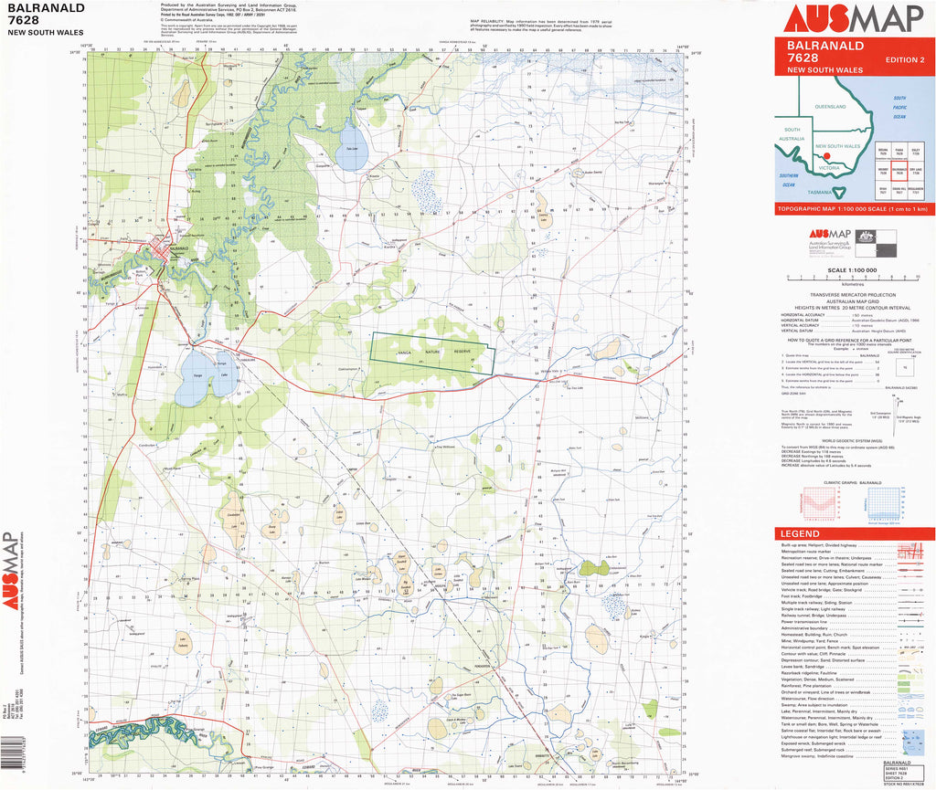 Buy 7628 Balranald 1:100k Topographic Map
