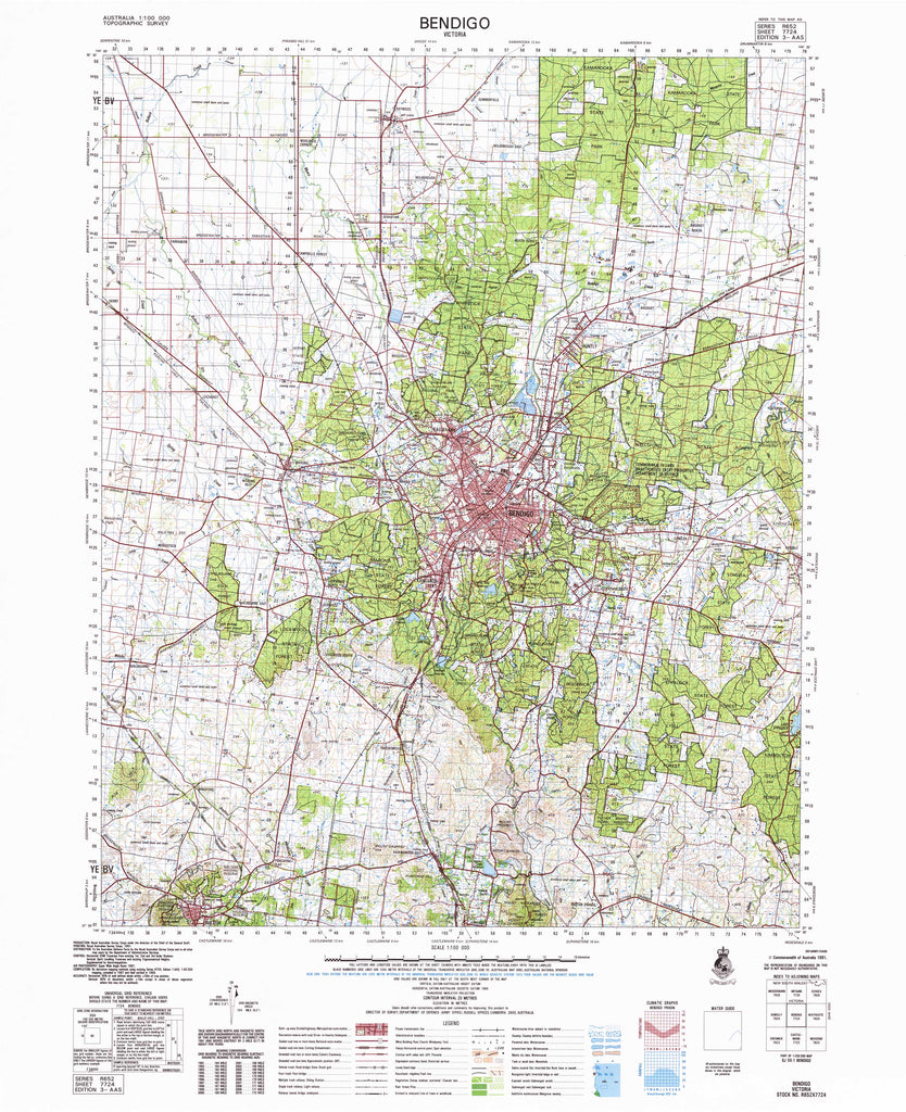 Buy 7724 Bendigo 1:100k Topographic Map