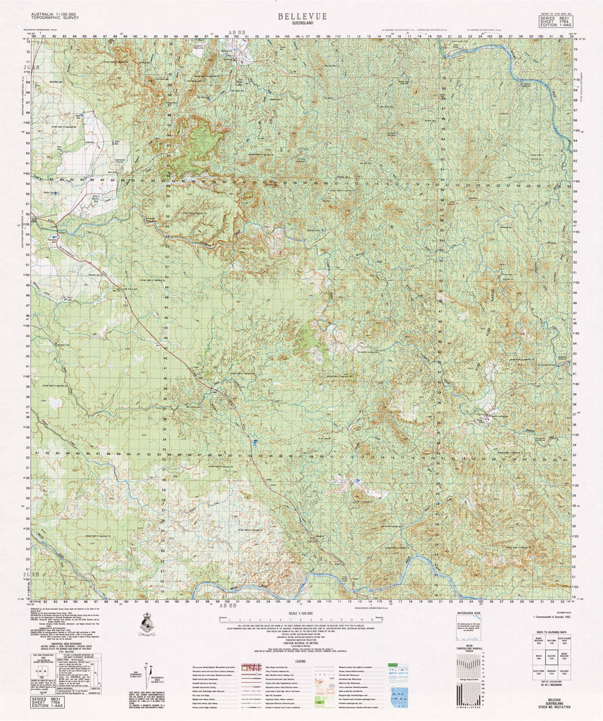 7764 Bellevue 1:100k Topographic Map | Mapworld