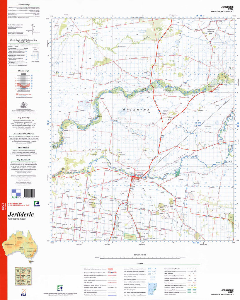 Buy 8027 Jerilderie 1:100k Topographic Map