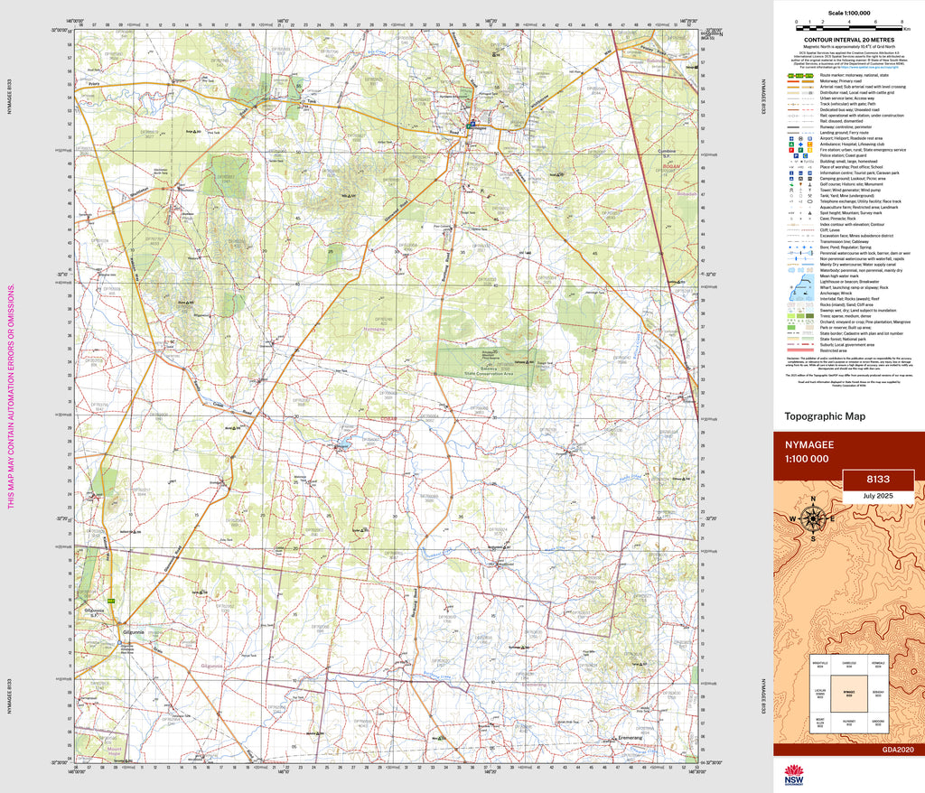 Nymagee 8133 Topographic Map 1:100k | Mapworld