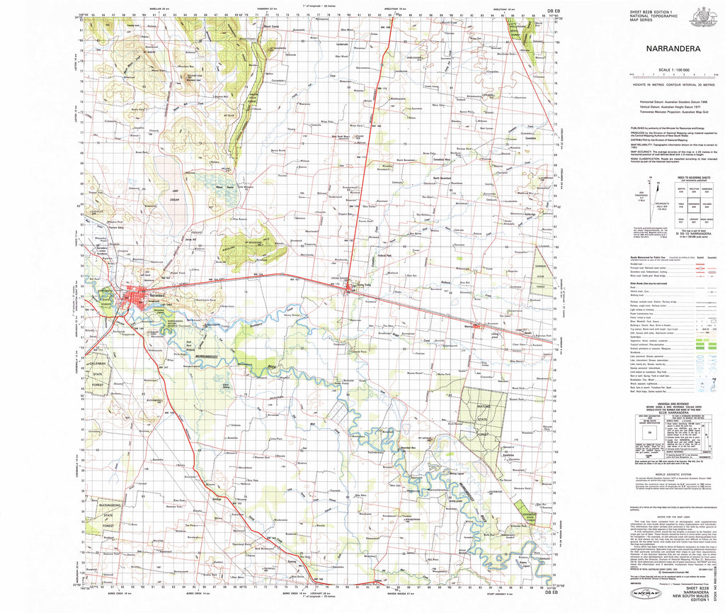 Buy 8228 Narrandera 1:100k Topographic Map