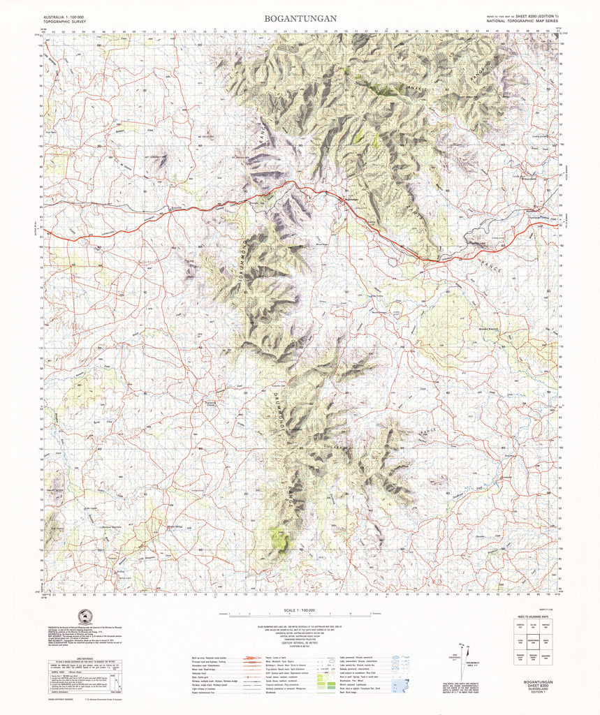 8350 Bogantungan 1:100k Topographic Map | Mapworld