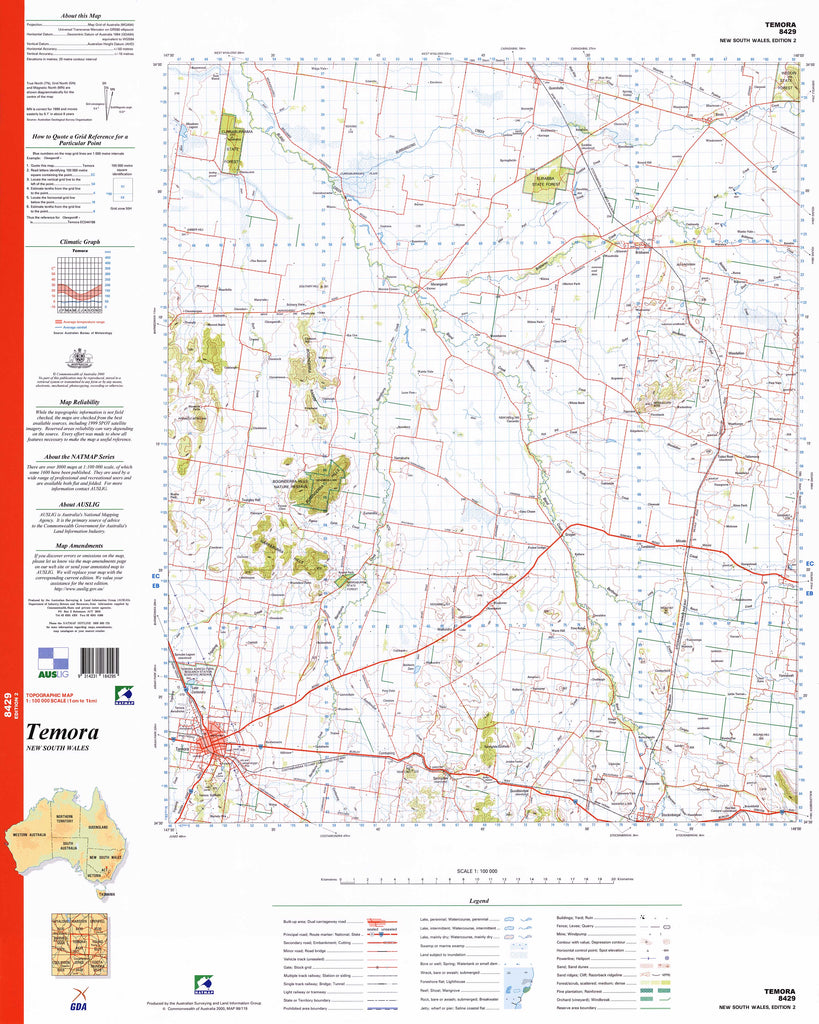 8429 Temora 1:100k Topographic Map | Mapworld