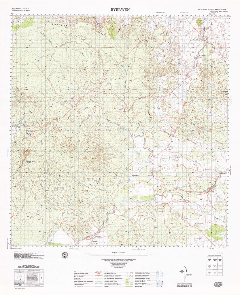 Buy 8455 Byerwen 1:100k Topographic Map