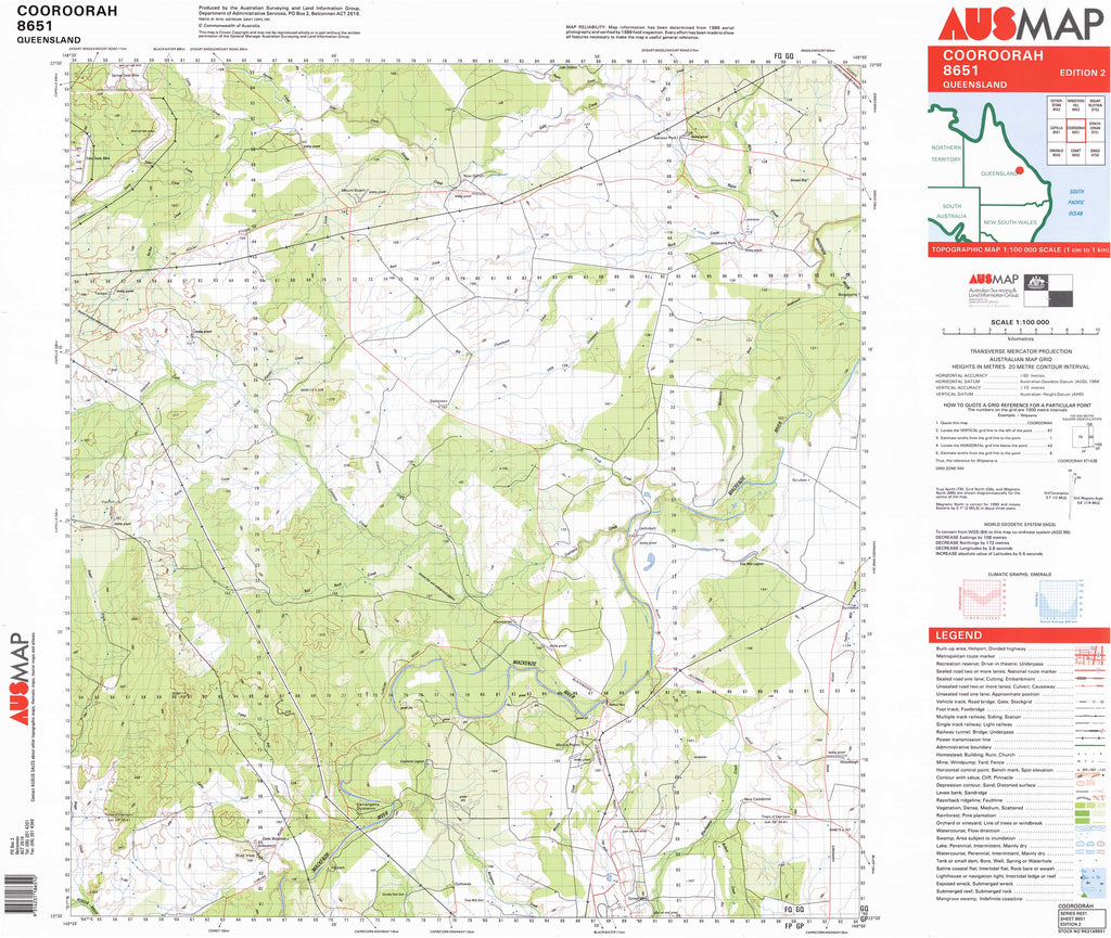 Buy 8651 Cooroorah 1:100k Topographic Map