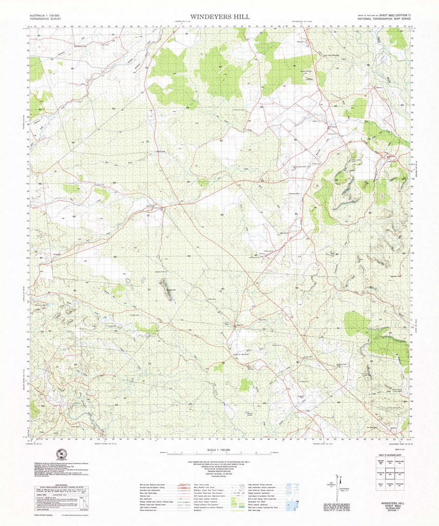 8652 Windeyers Hill 1:100k Topographic Map | Mapworld