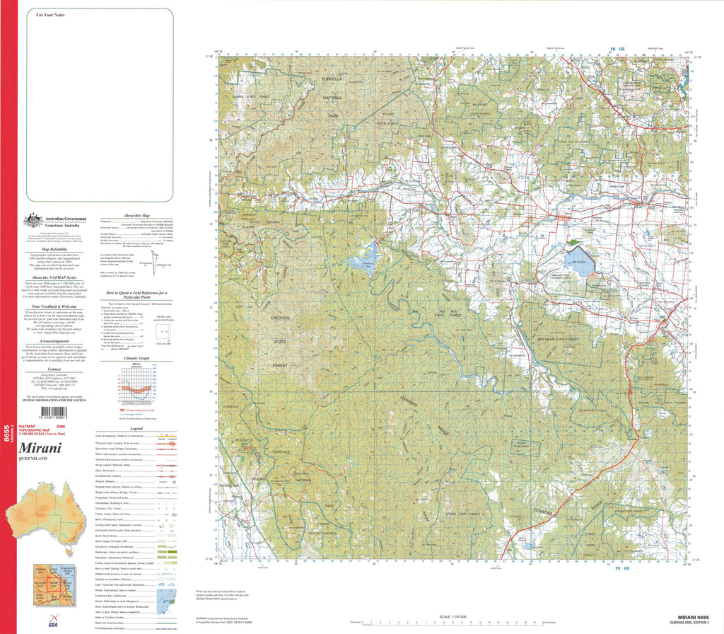 Buy 8655 Mirani 1:100k Topographic Map