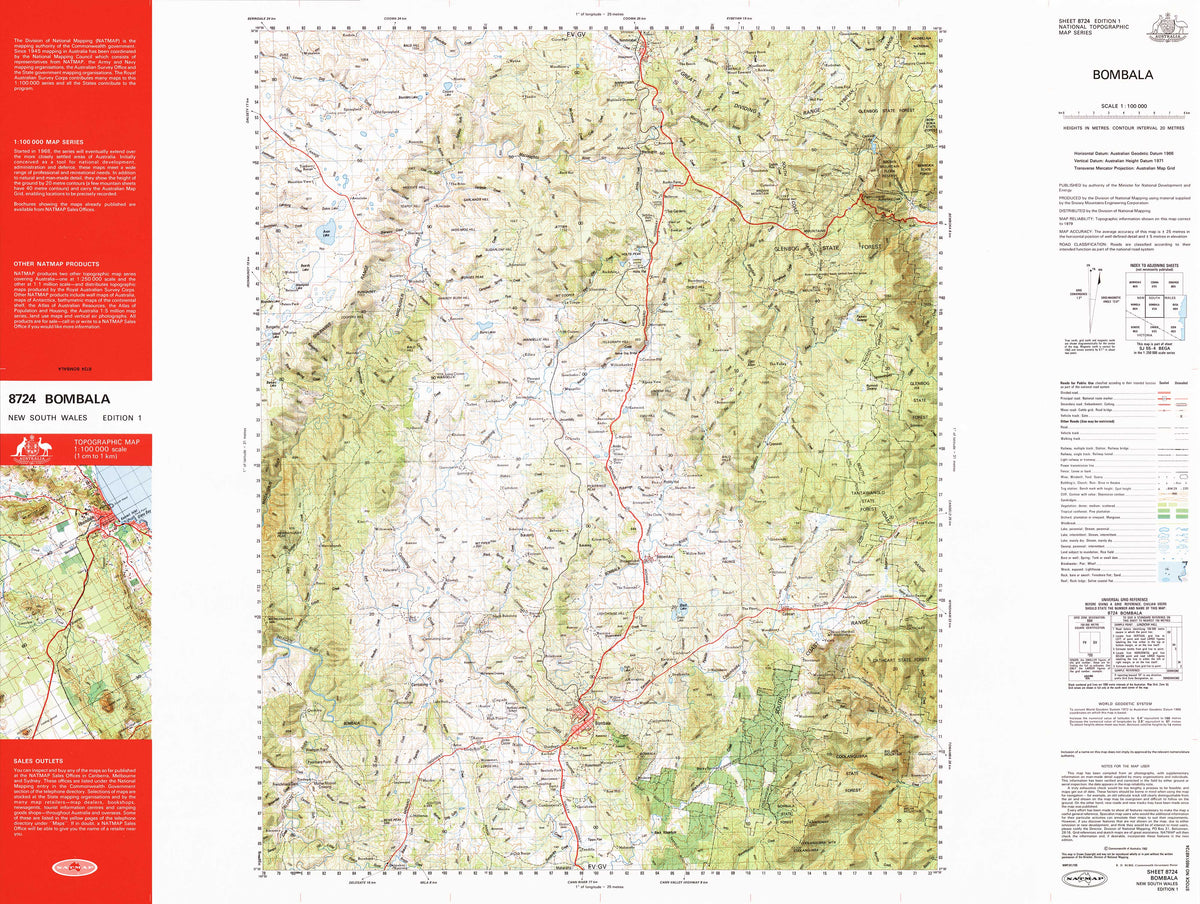 8724 Bombala 1:100k Topographic Map | Mapworld