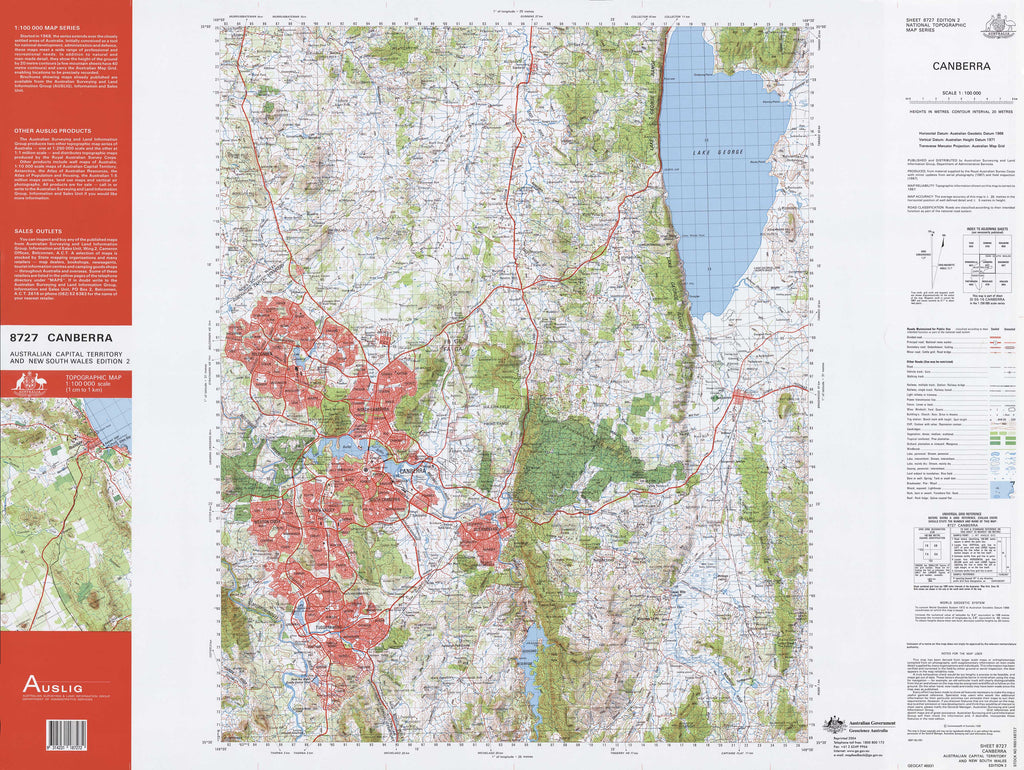8727 Canberra 1:100k Topographic Map | Mapworld