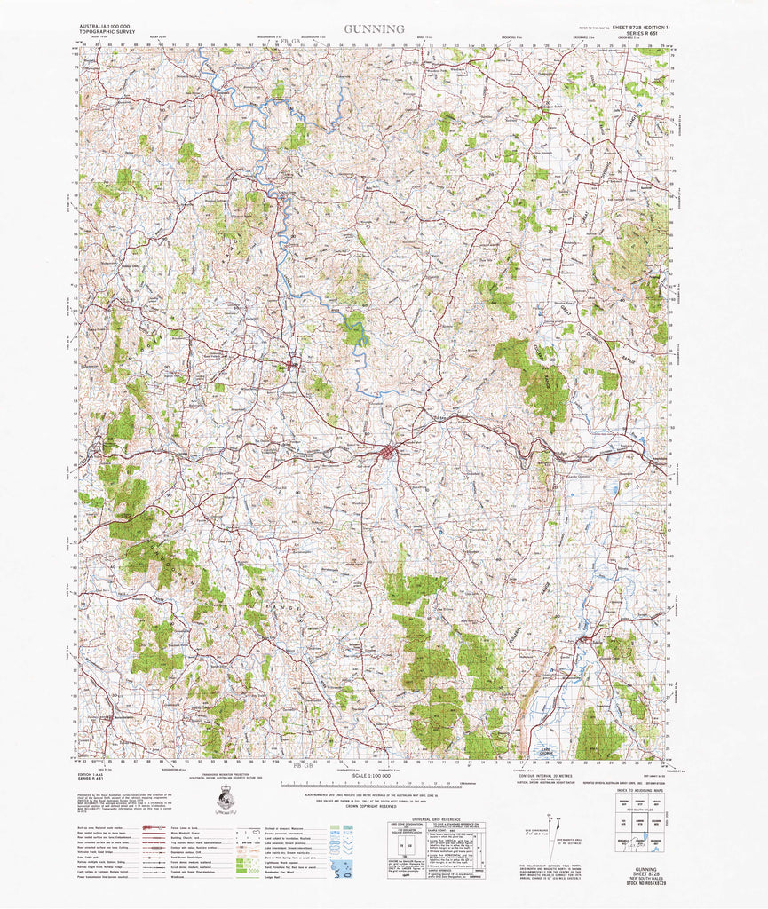 Buy 8728 Gunning 1:100k Topographic Map