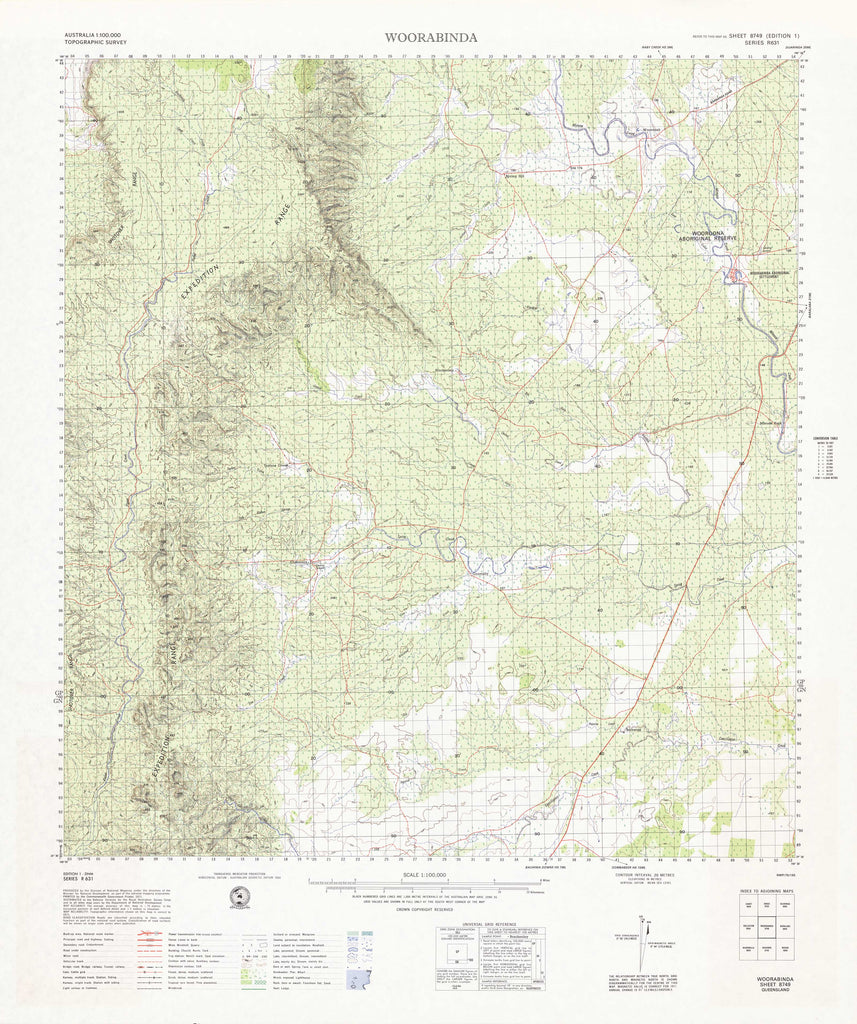 Buy 8749 Woorabinda 1:100k Topographic Map