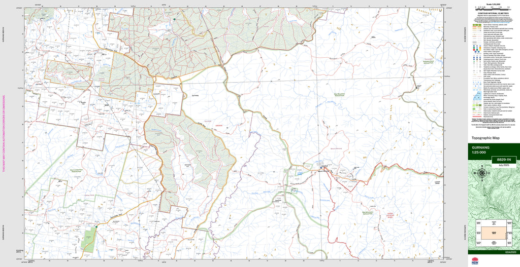 Gurnang 8829-1N NSW 1:25k Topographic Map | Shop Mapworld