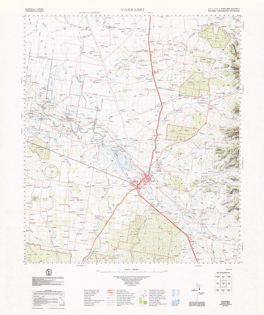 8837 Narrabri 1:100k Topographic Map | Mapworld