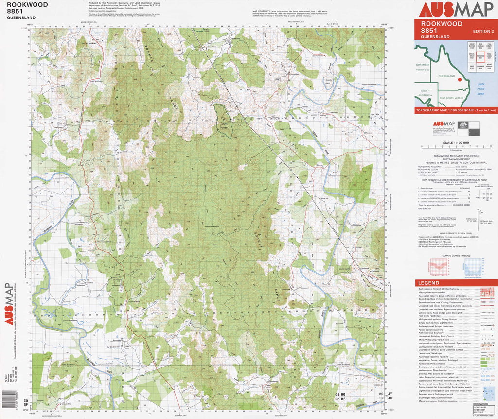 Buy 8851 Rookwood 1:100k Topographic Map