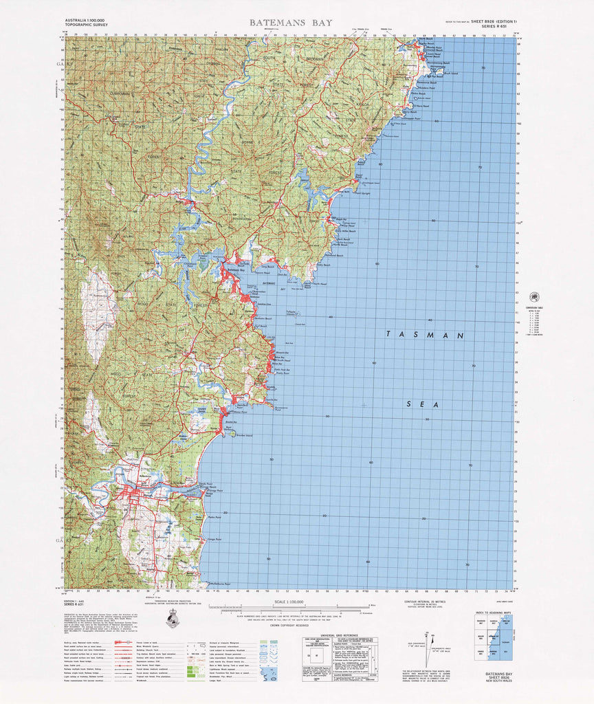 8926 Batemans Bay 1:100k Topographic Map | Mapworld