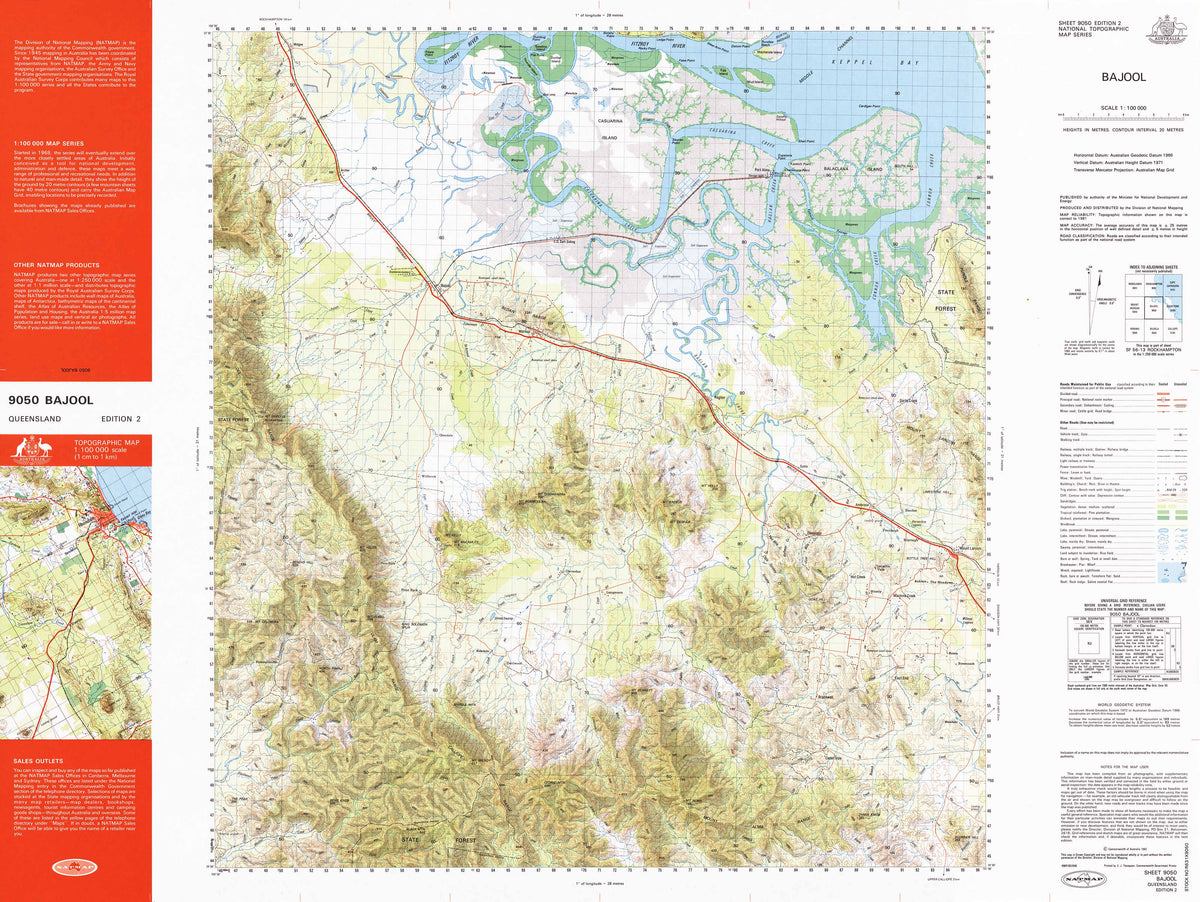 9050 Bajool 1:100k Topographic Map | Mapworld