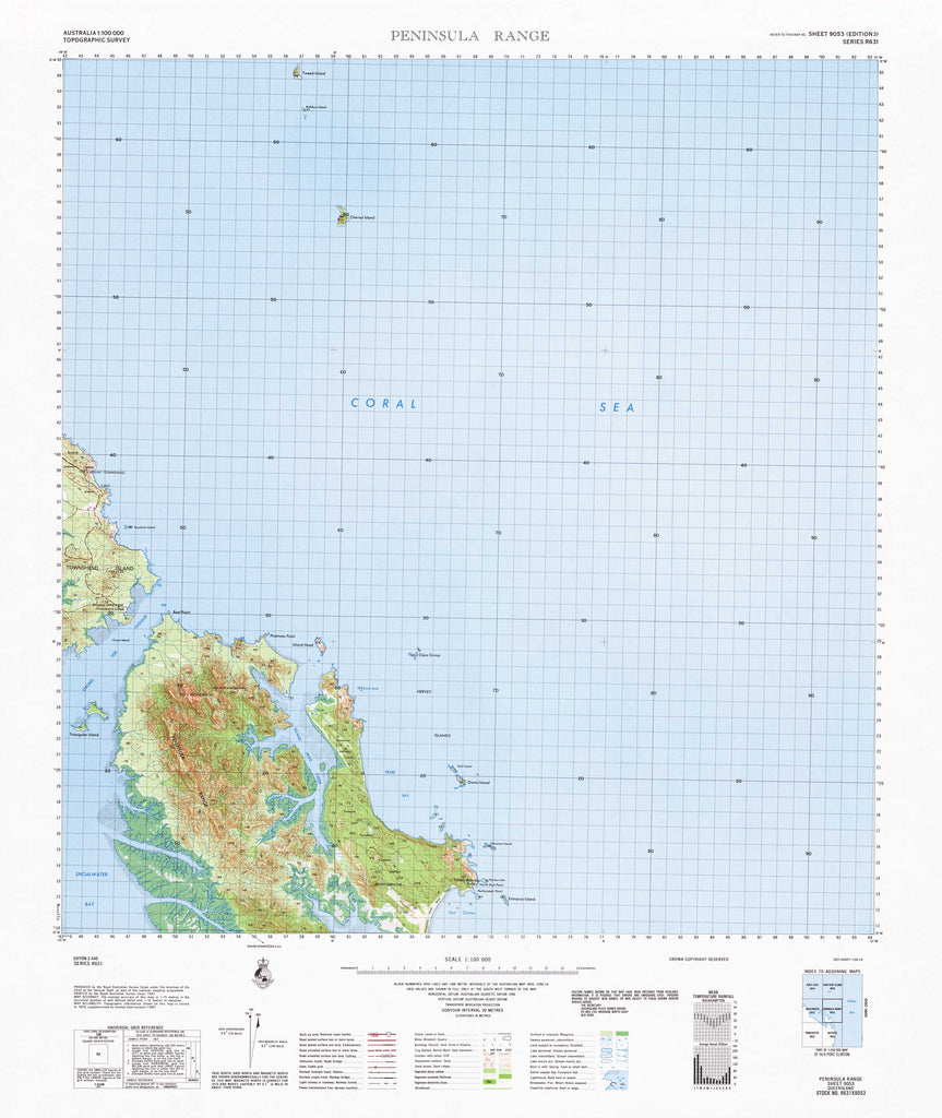 9053 Peninsula Range 1:100k Topographic Map | Mapworld
