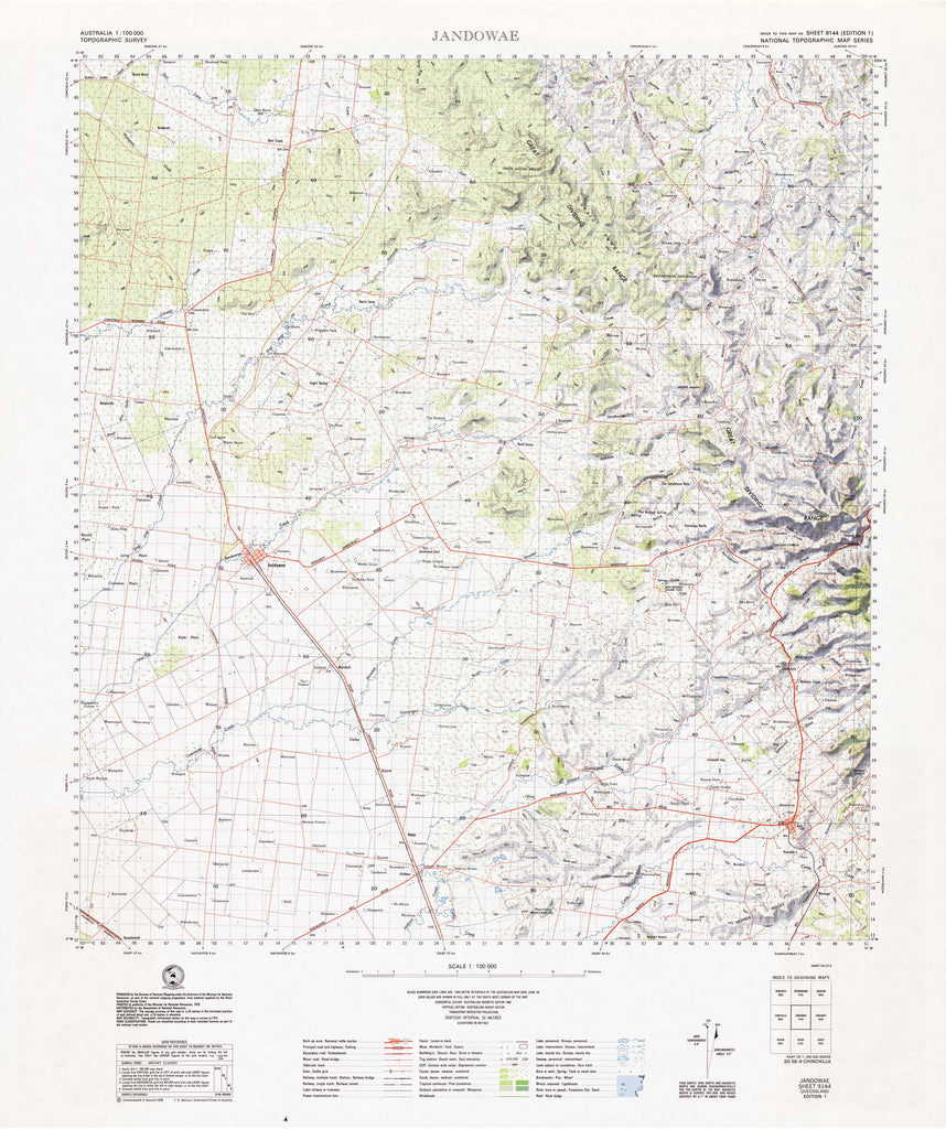 9144 Jandowae 1:100k Topographic Map | Mapworld