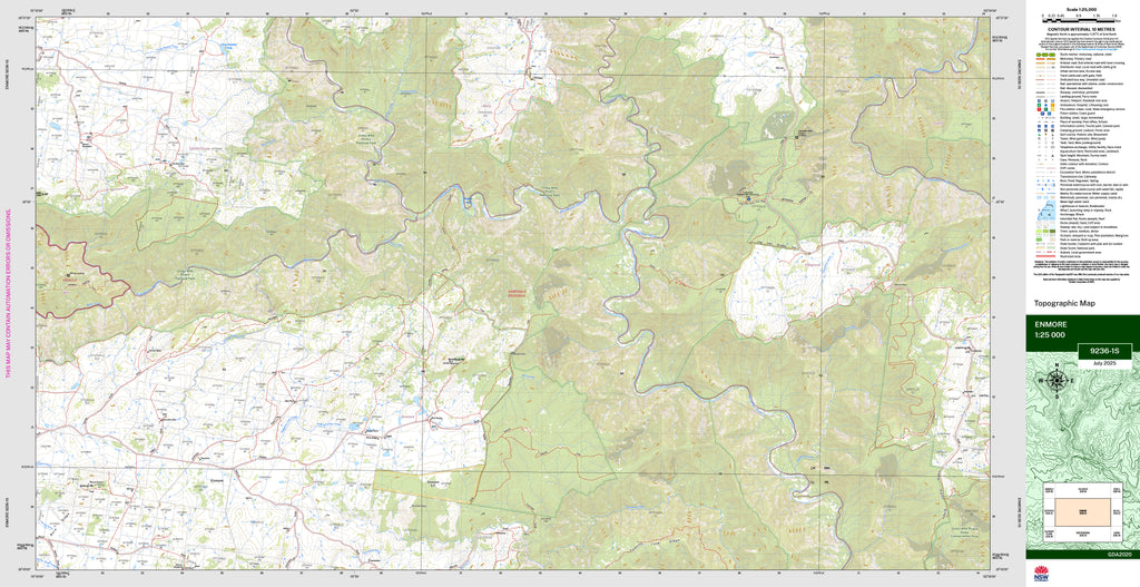Enmore 9236-1S NSW 1:25k Topographic Map | Shop Mapworld
