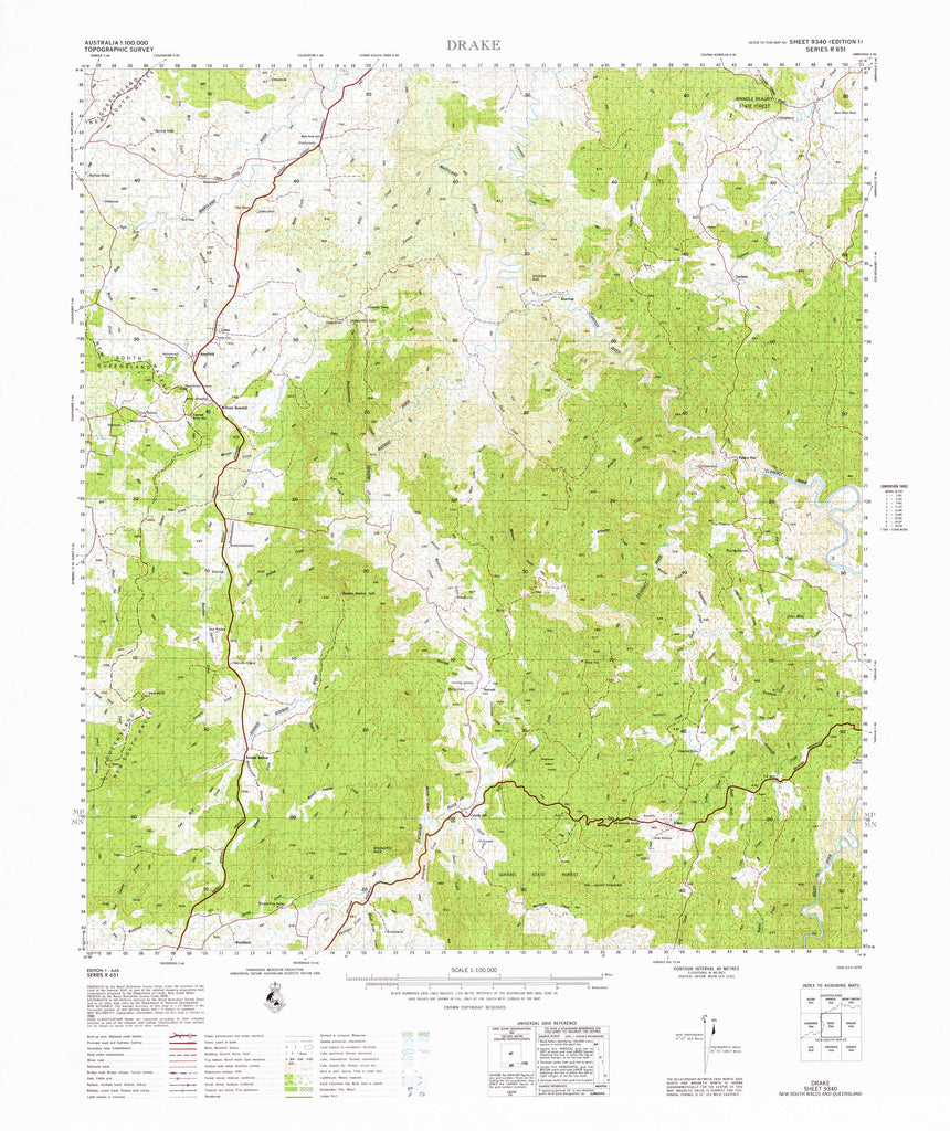 9340 Drake 1:100k Topographic Map | Mapworld