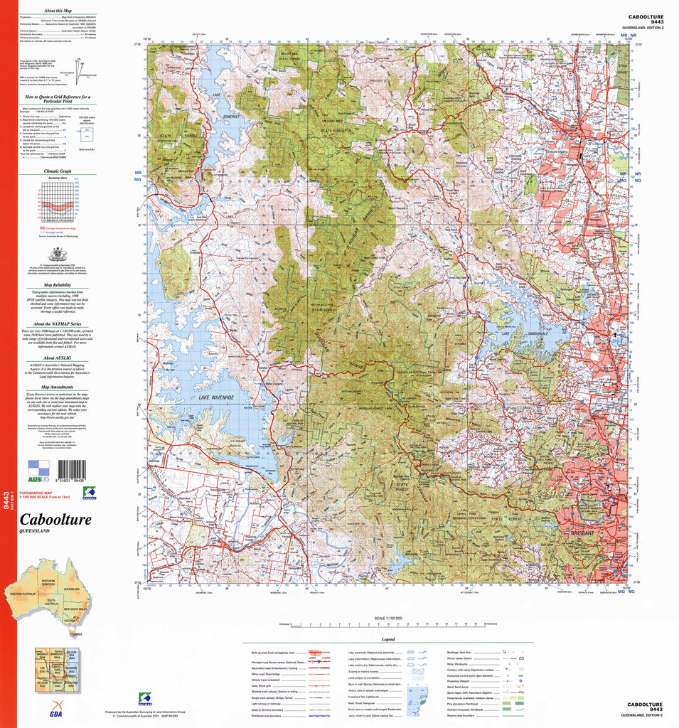 Buy 9443 Caboolture 1:100k Topographic Map