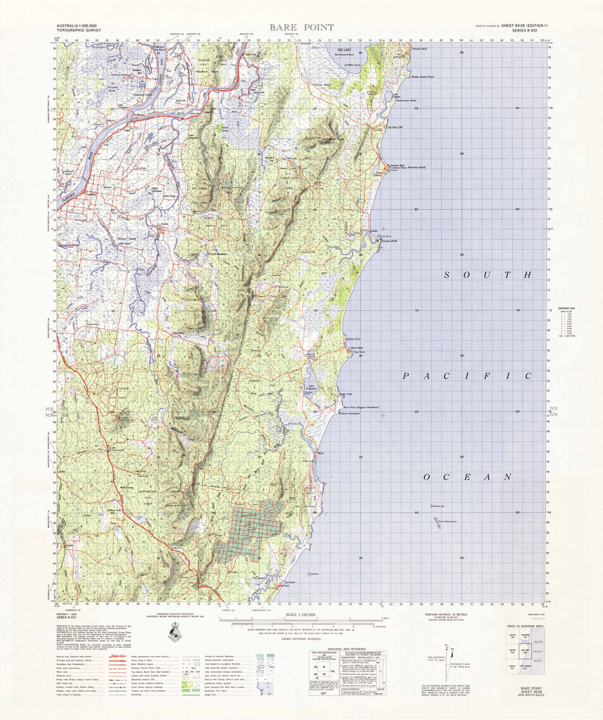 9538 Bare Point 1:100k Topographic Map | Mapworld