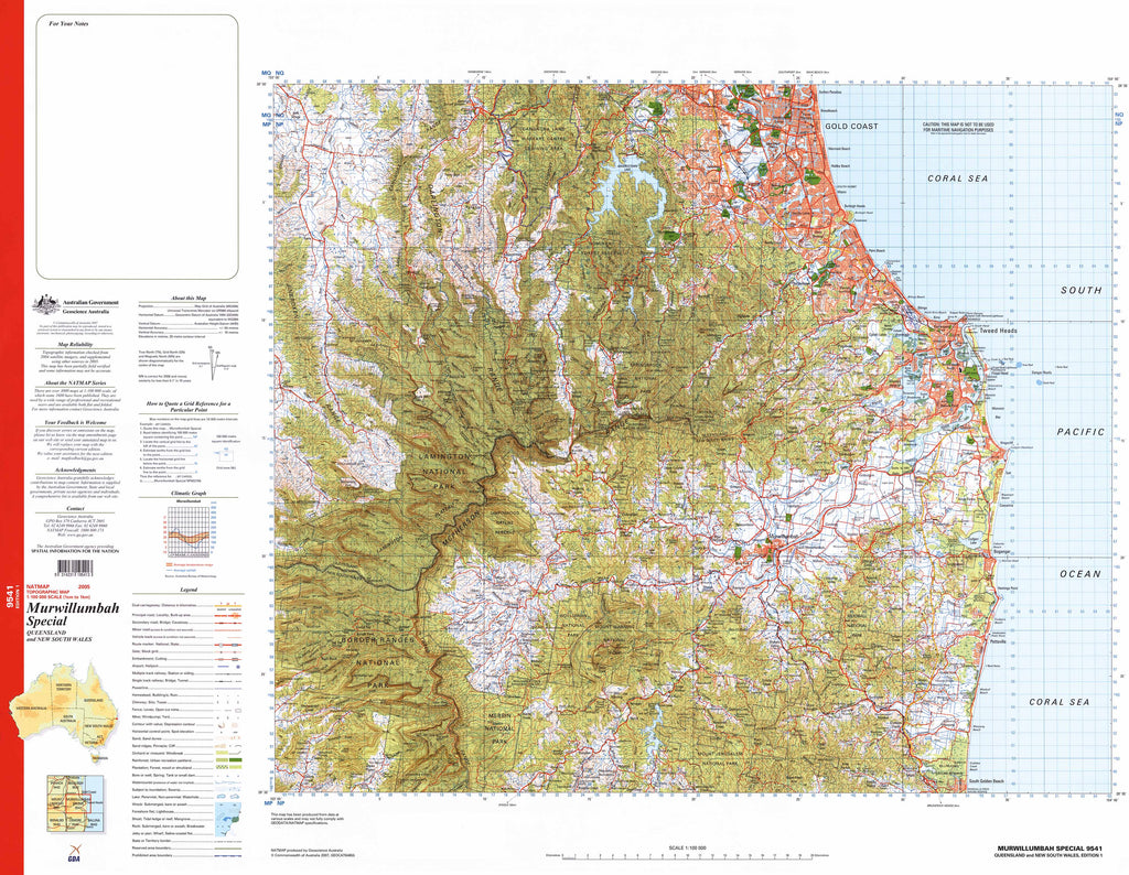 Buy 9541 Murwillumbah Special 1:100k Topographic Map