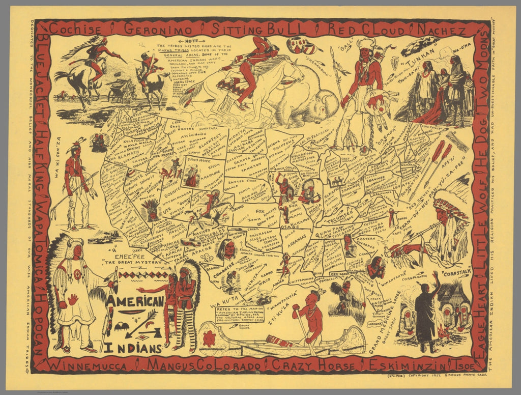 American Indians Pictorial Wall Map | Shop Mapworld