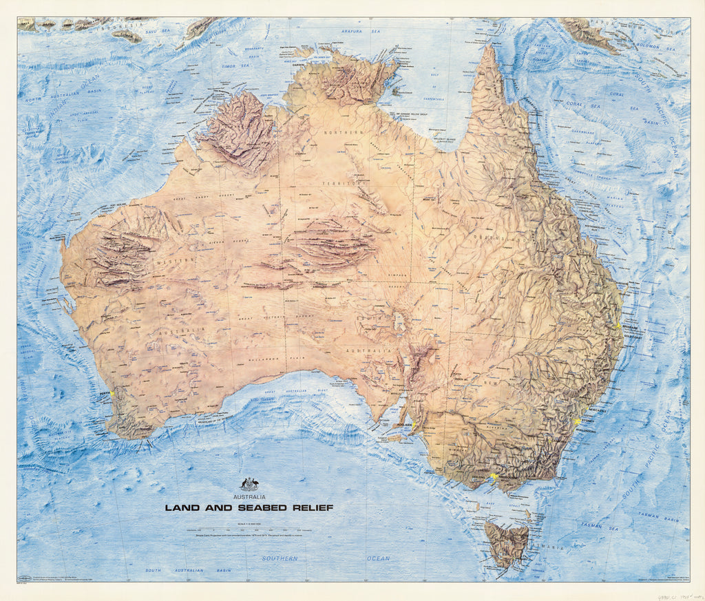 Australia Land & Seabed Relief Wall Map | Mapworld