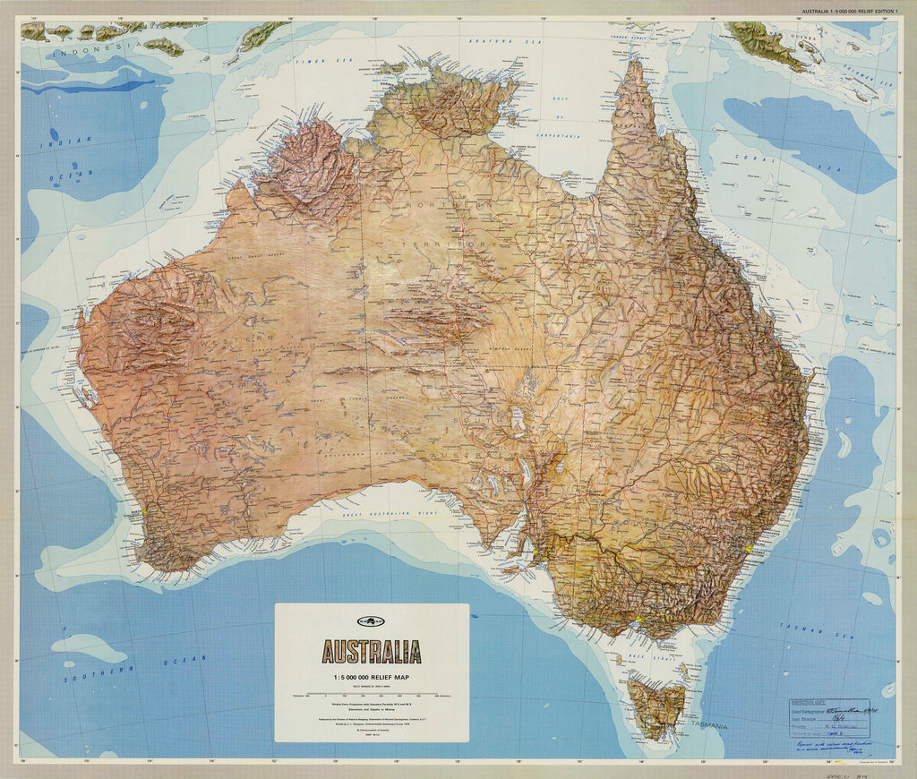 Buy Physical Wall Map of Australia 1963 | Shop Mapworld