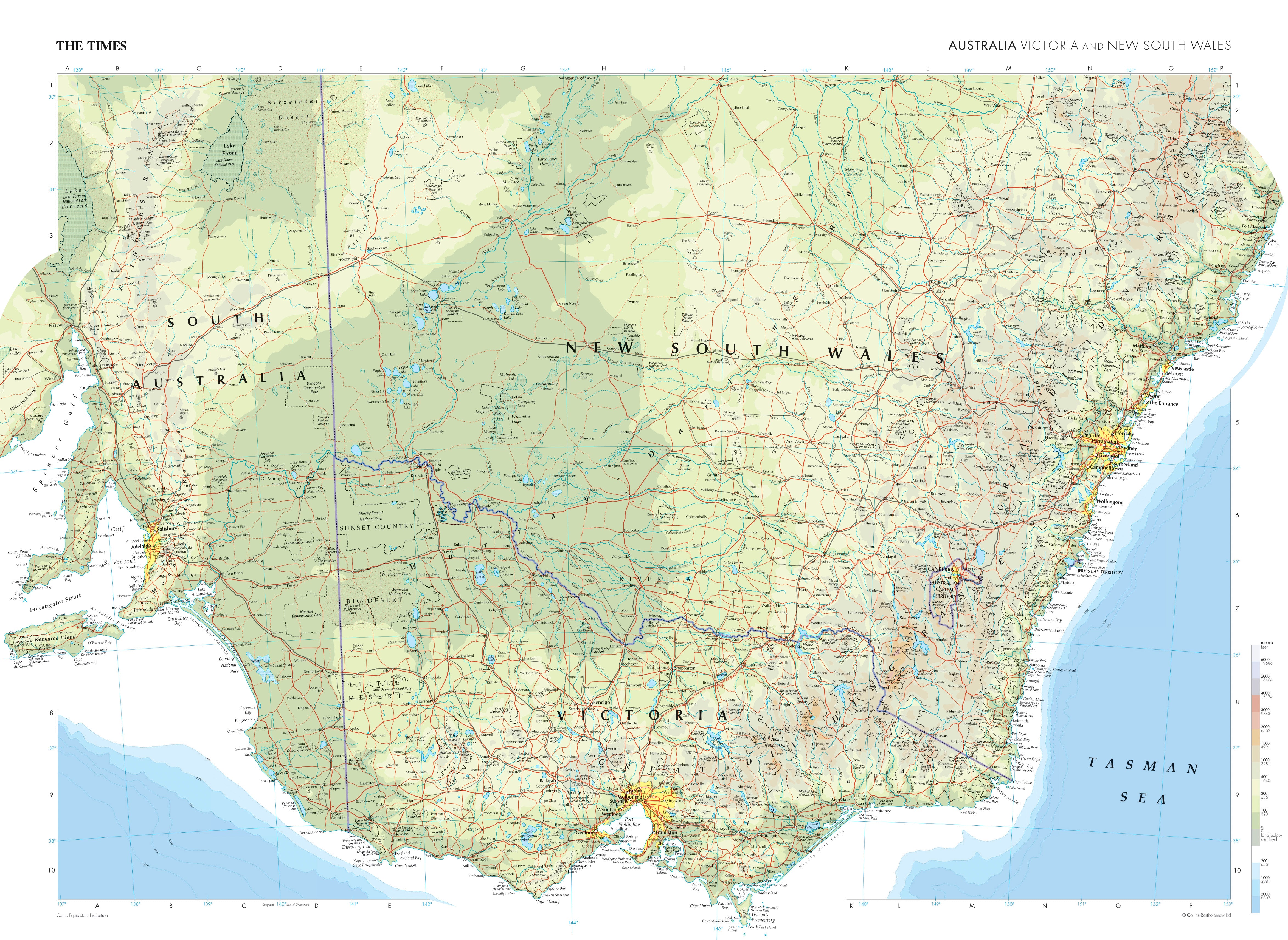 Australia NSW & Victoria Wall Map from The Times | Mapworld