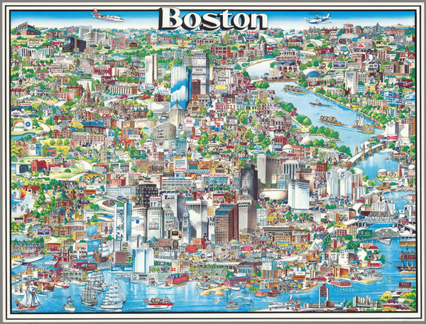 Boston City of character Pictorial Wall Map | Shop Mapworld