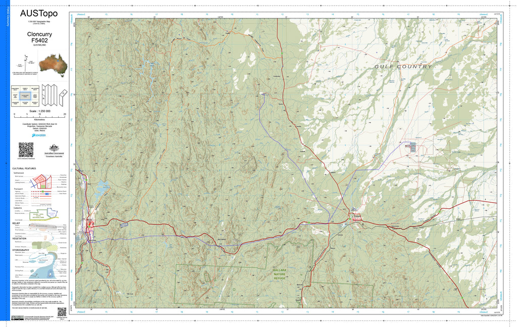 Cloncurry F5402 AUSTopo 1:250,000 Map | Mapworld