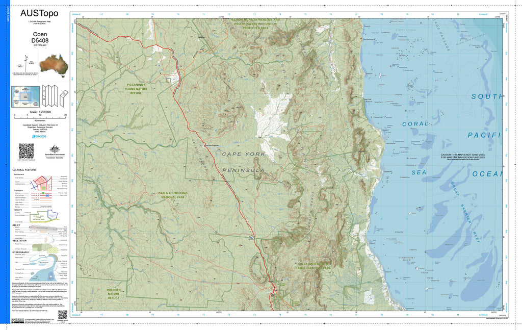 Coen D5408 AUSTopo 1:250,000 Map