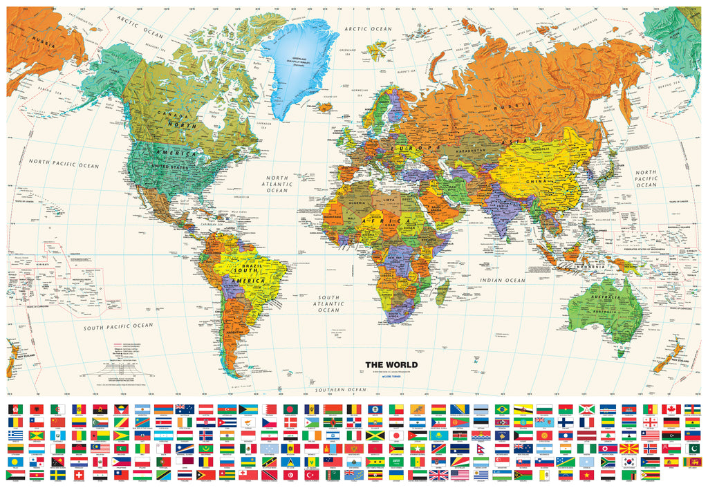 Contemporary World Wall Map with Flags 2026 | Mapworld