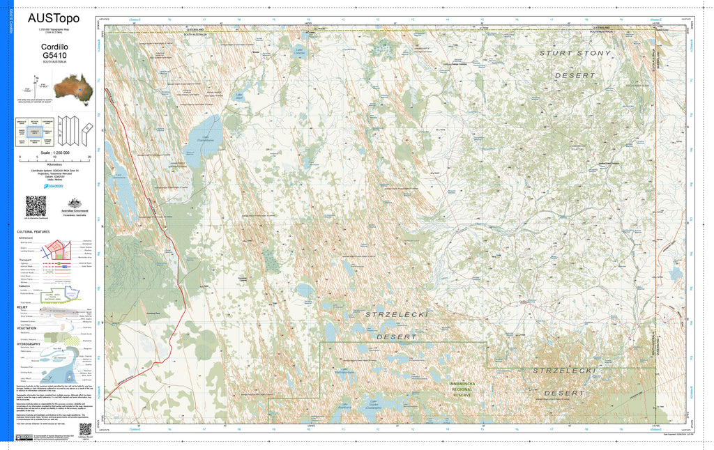 Cordillo G5410 AUSTopo 1:250,000 Map