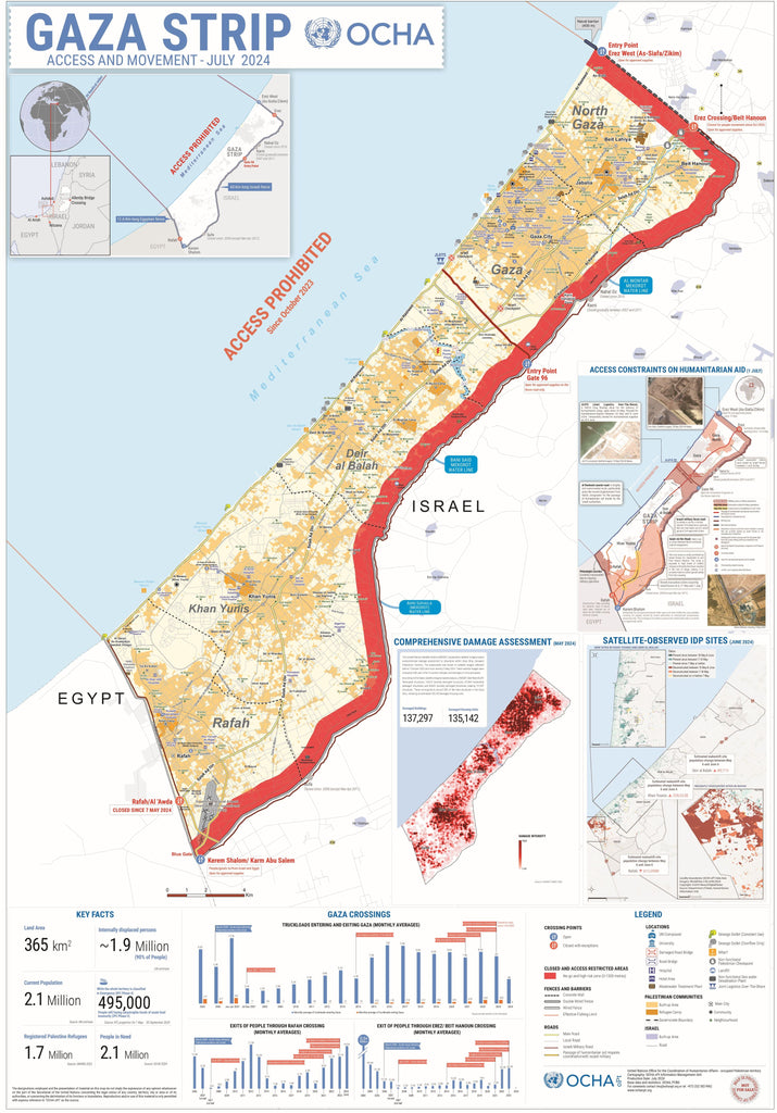 Gaza Strip Wall Map 2024 | Mapworld