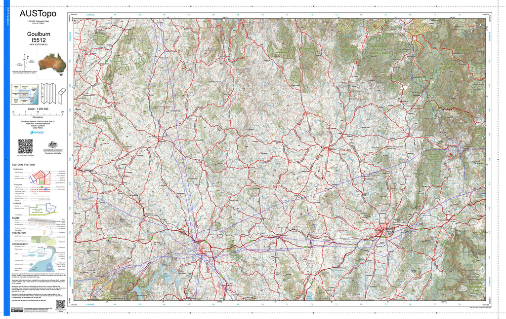 Goulburn I5512 AUSTopo 1:250,000 Map