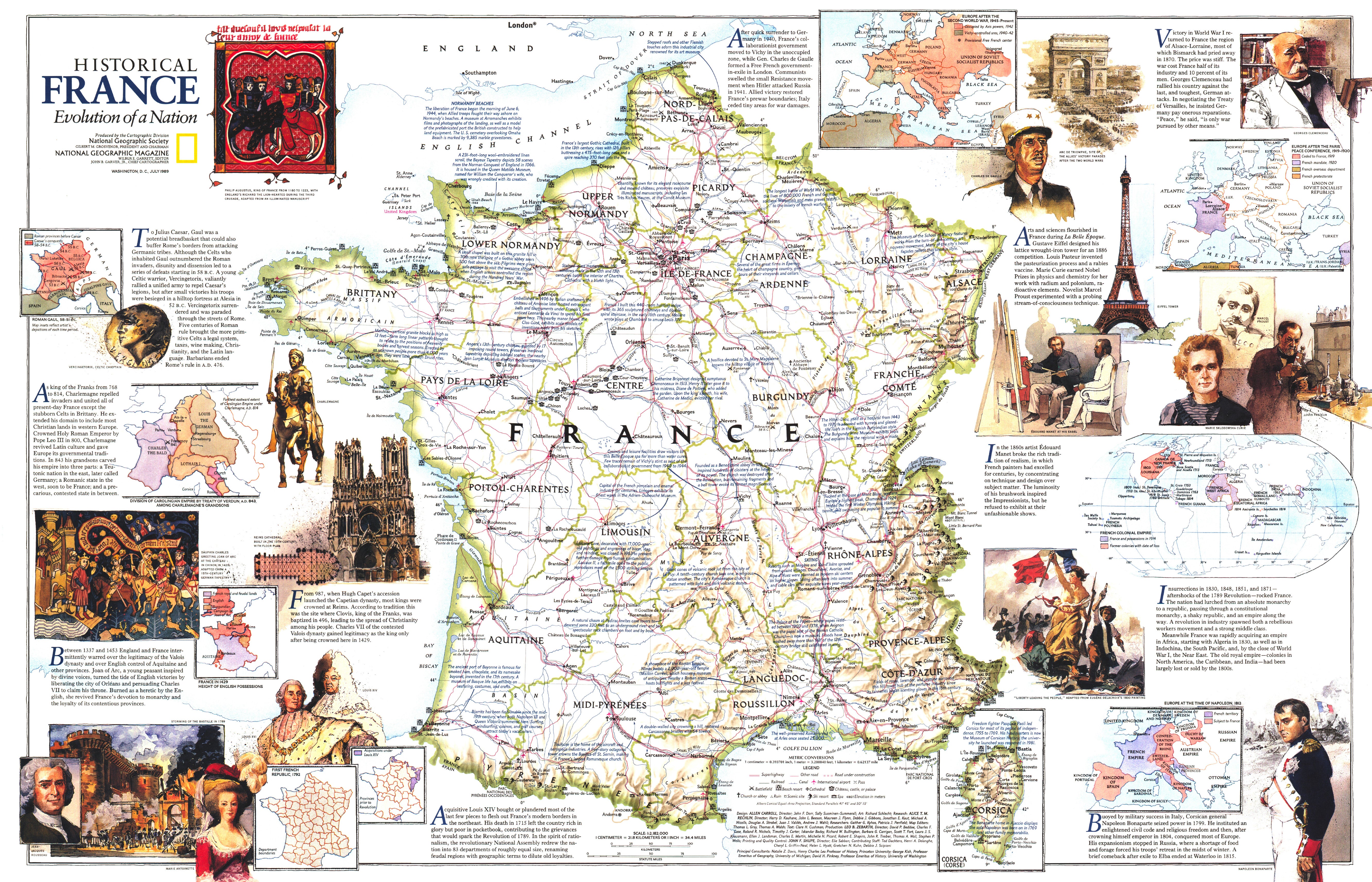 Historical France published 1989 by National Geographic | Mapworld