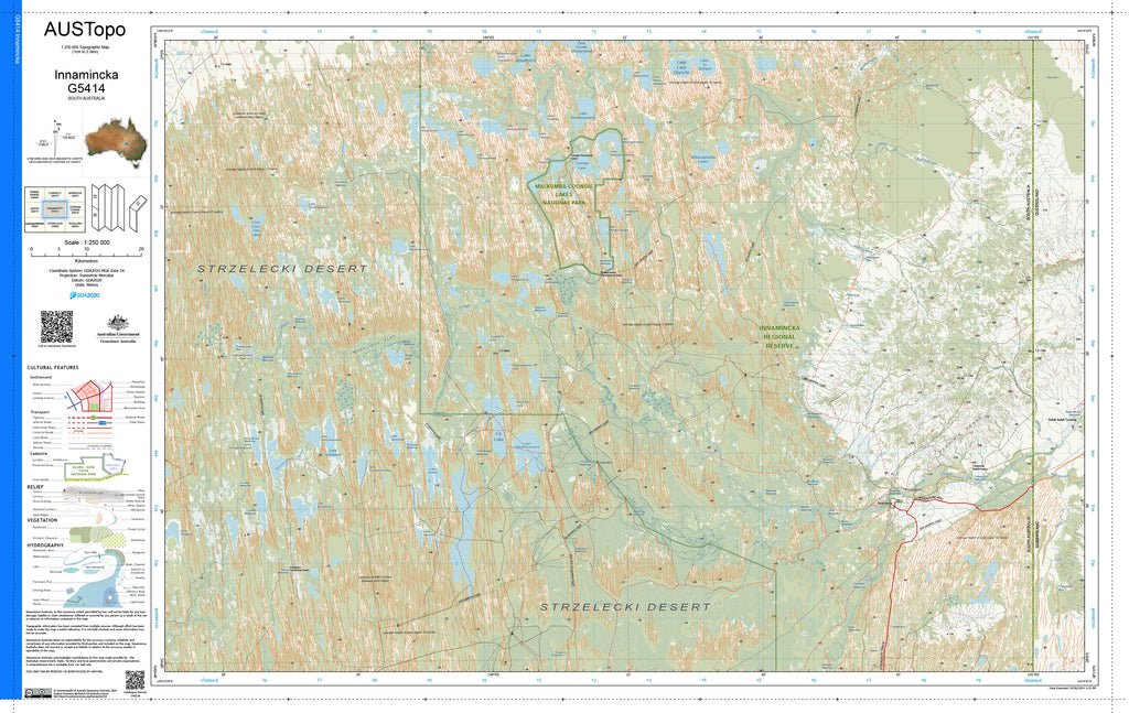 Innamincka G5414 AUSTopo 1:250,000 Map
