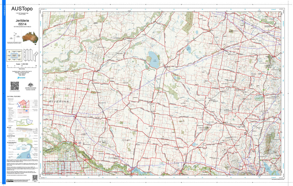 Jerilderie I5514 AUSTopo 1:250,000 Map